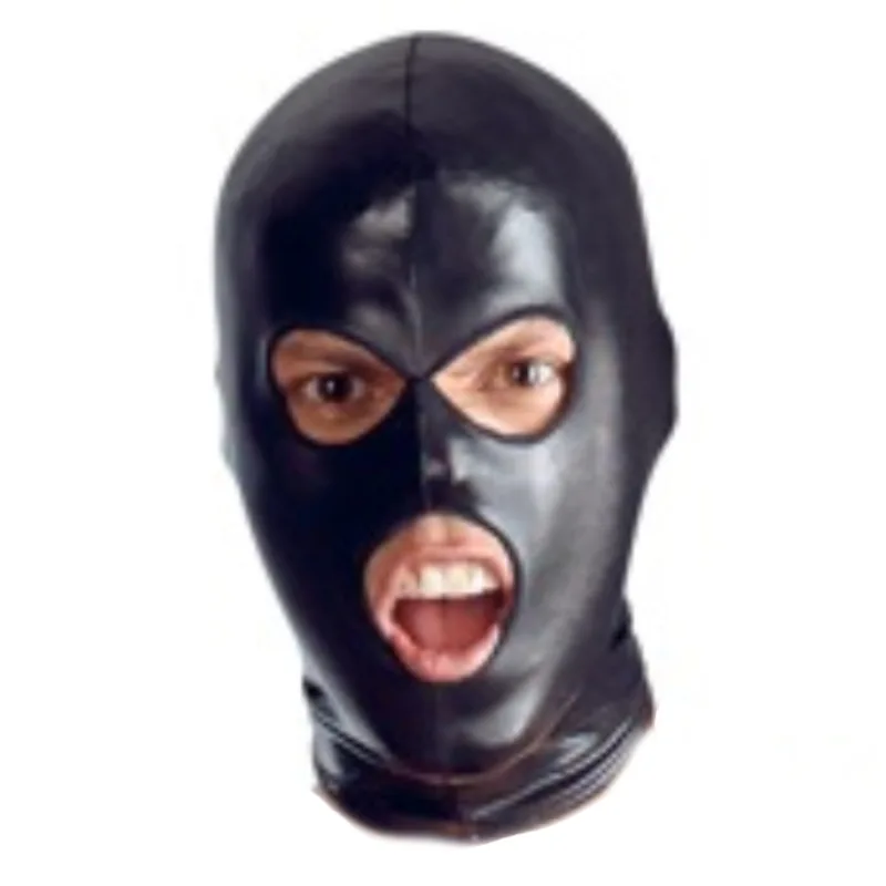Unisex Adult Black Open Eyes Mouth Hood Mask Zentai Catsuit Full Face
