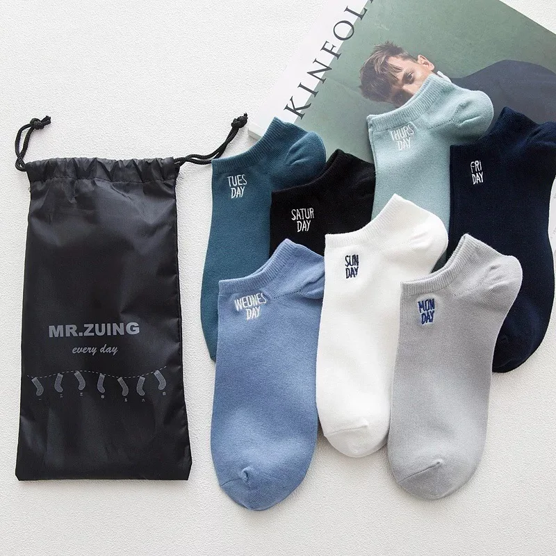 7-Pairs-Lot-Spring-and-Summer-7-Days-socks-Couples-Pure-Cotton ...