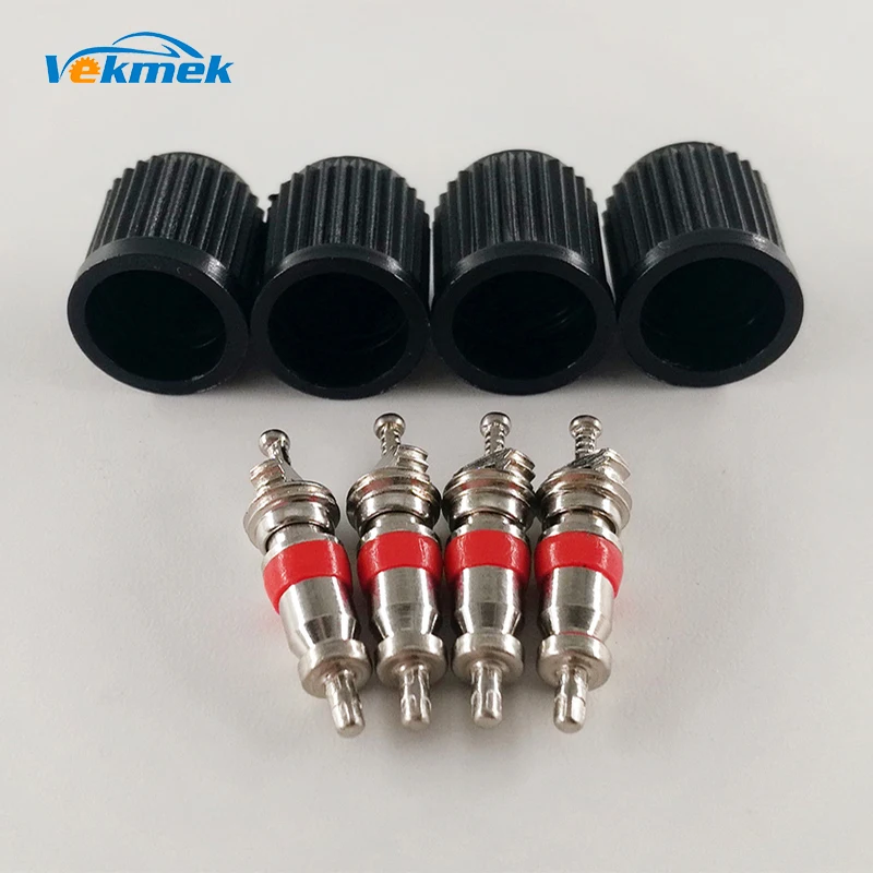 1 Set Tire Valve Service Kit 4 Tyre Valve Cores 4 Plastic Valve Caps ...