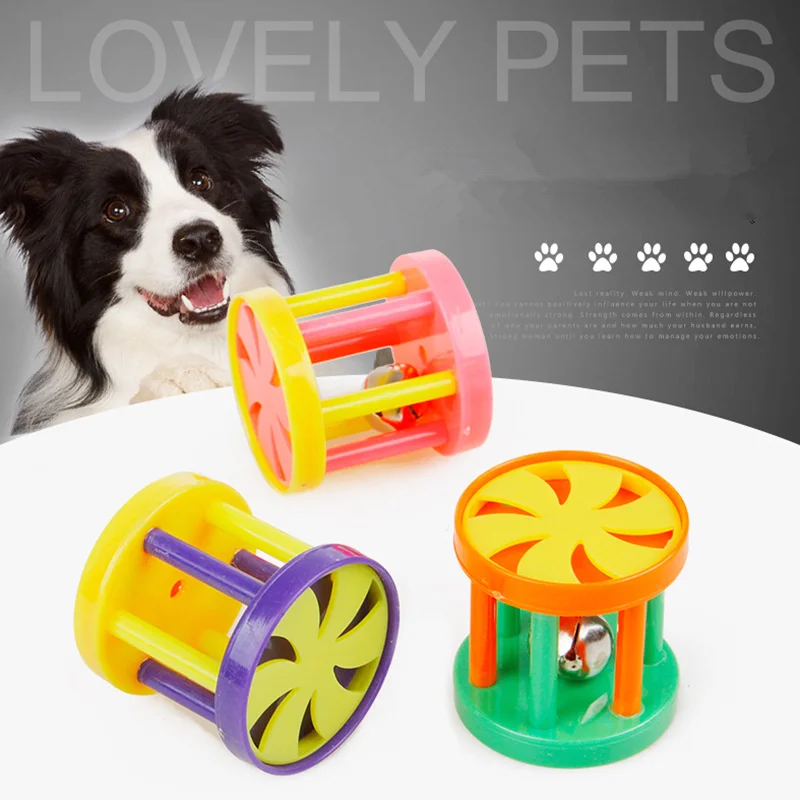 1Pc Colorful Plastic Pet Bell Ball Toy Dog Cat Chew Sound Toy Cute ...