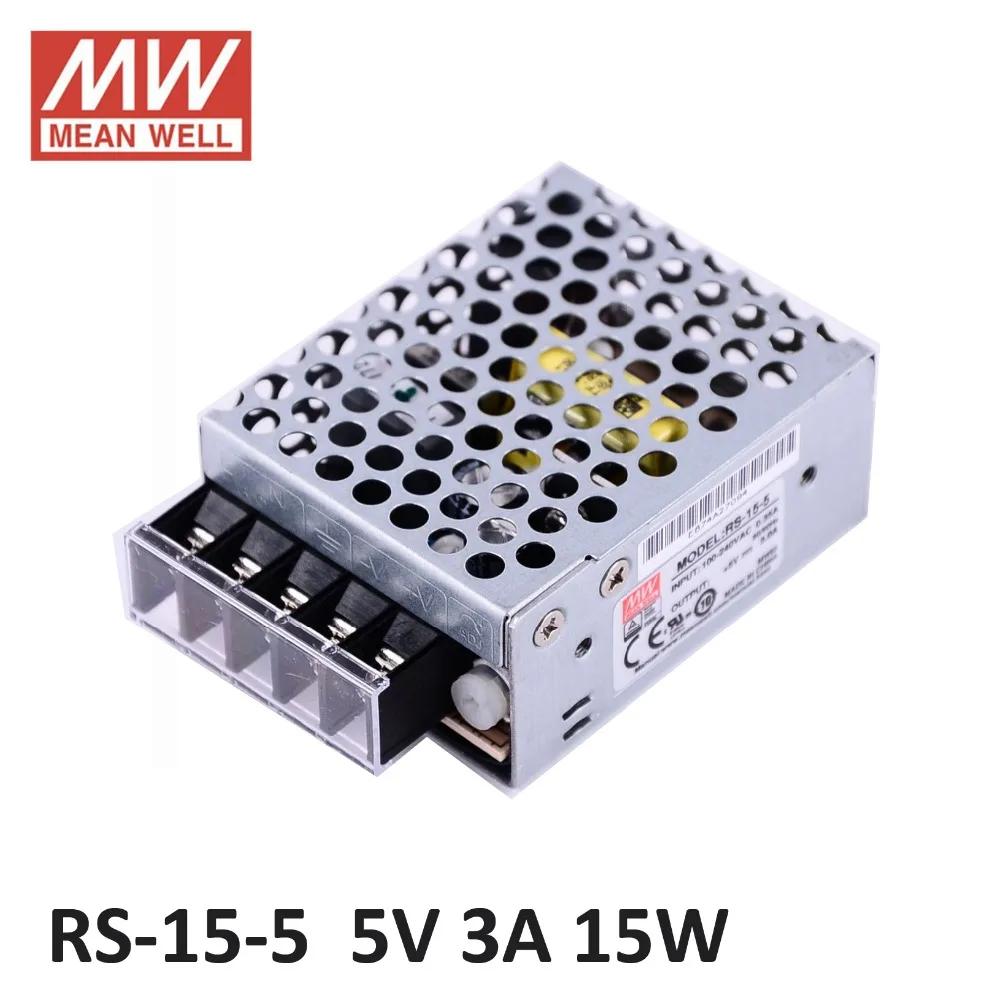 Dc 전원 공급 장치 5V 3A 15W 원래 Meanwell 스위치 전원 공급 장치 RS 15 5 소형 크기 300VAC 입력 ...