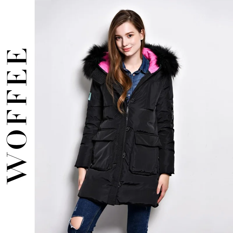 Woffee 2017 Abrigos de plumas chaqueta Pieles de animales con capucha ...