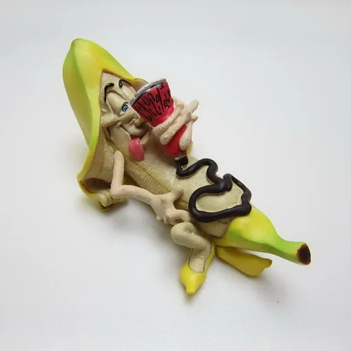 Banana Headplay Squeezing Toothpaste Funny Resin Collection Wretched Version Evil Banana Man