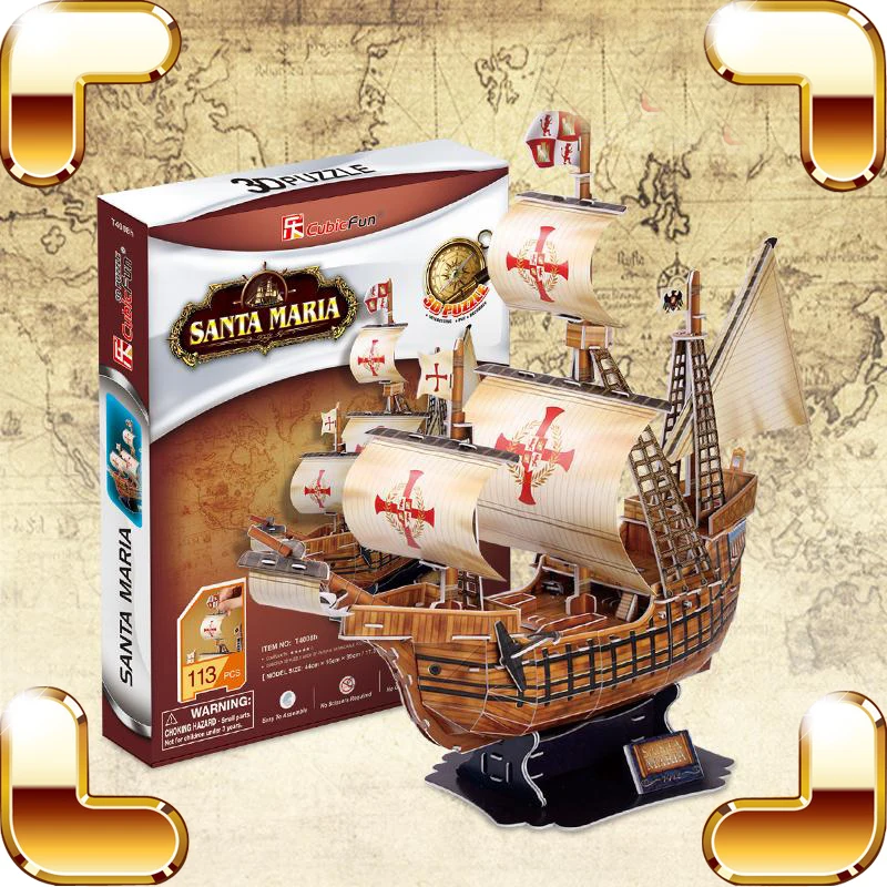 New-Cool-Gift-Santa-Maria-3D-Puzzles-Model-Ship-DIY-Build-Kits-History ...