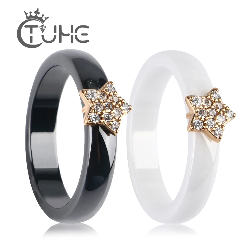Anelli-da-donna-con-stella-Color-oro-con-strass-Bling-CZ-4MM-anelli-in ...