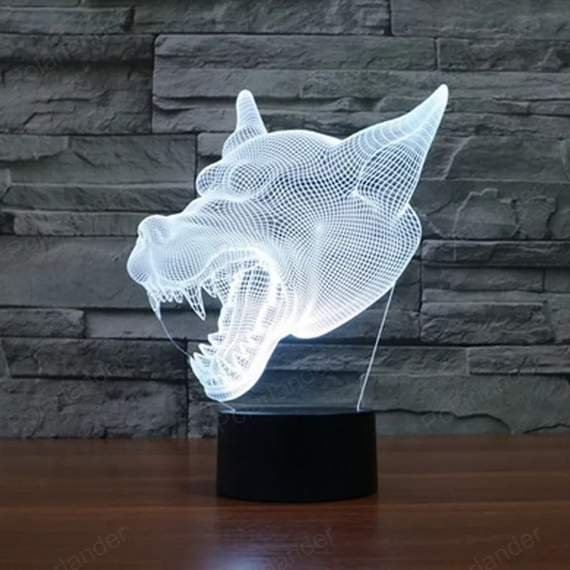 3d Led Light Werewolf Wolf Shape Acrylic Usb Table Lamp Touch Night ...