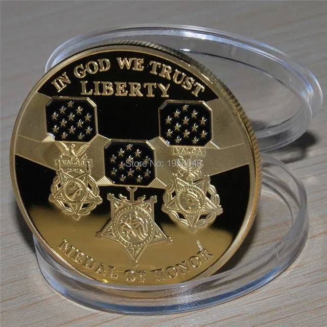 United States US Army LIBERTY Medal Of Honor Finished in 24k Gold ...