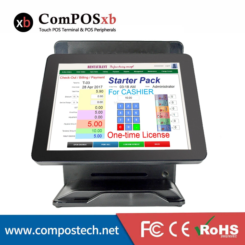 Computer Dual Screen 15+15 Inch POS Terminal All In One Pos System ...