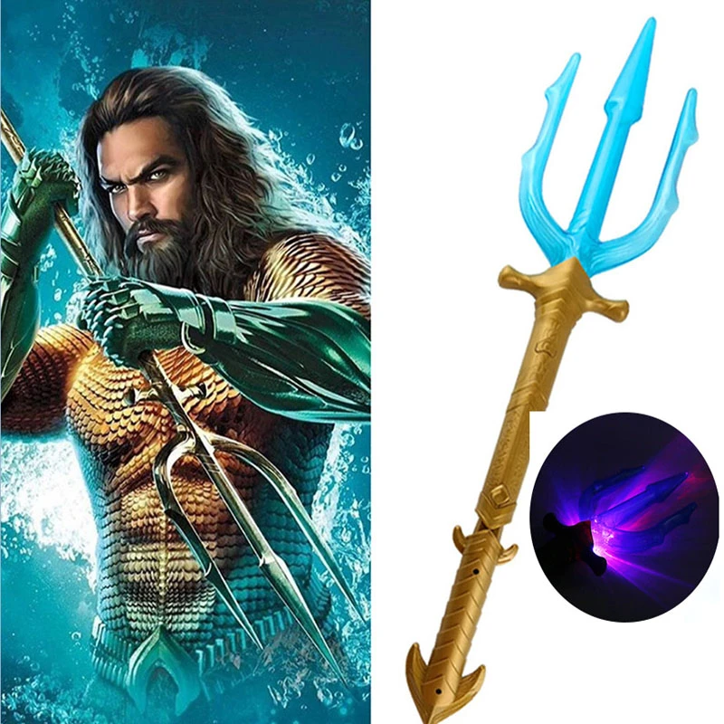 Movie Aquaman Trident Toy Arthur Curry Orin Weapon Light sword light up ...