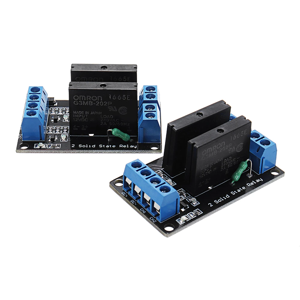5pcs 2 Channel DC 12V Relay Module Solid State Low Level Trigger For ...