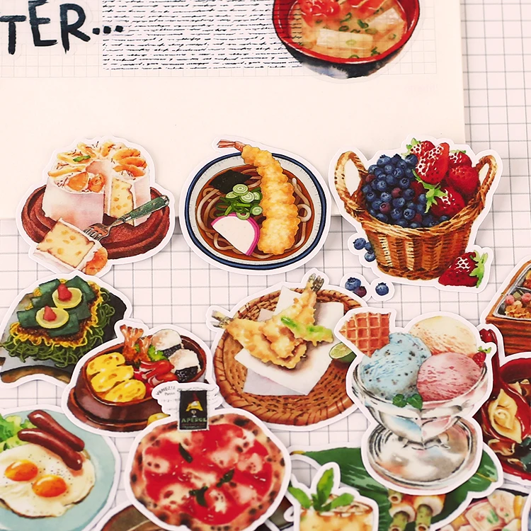 24pcs Creative cute self made Daily food scrapbooking stickers ...