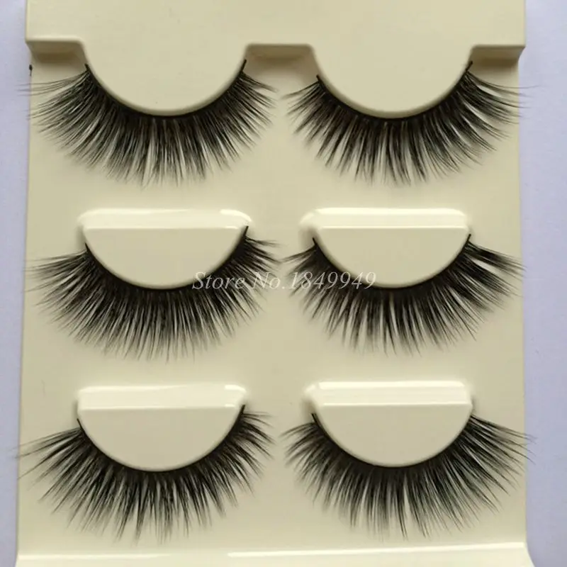 Natural Long 3D False Eyelashes 3 Pairs Crisscross Stereoscopic ...