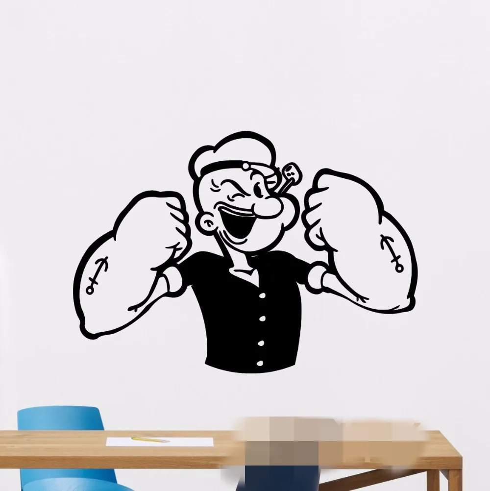 Free Shipping Popeye The Sailor Wall Vinyl Sticker Retro Cartoon Decal ...