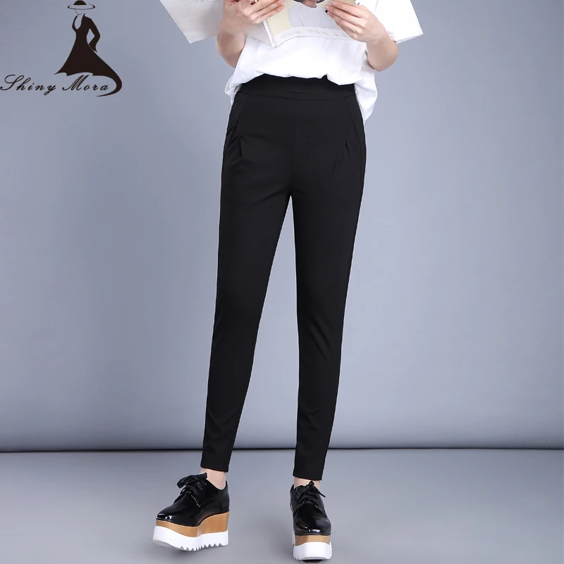 High Quality Spring Harem Pants Women Comfortable High Waist Elastic Work Wear Trousers Ladies