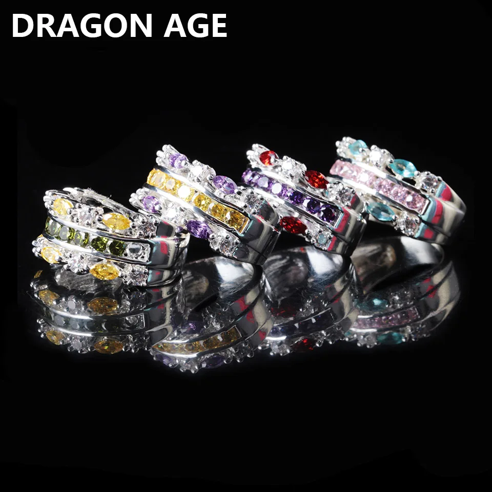 3 Layer Silver plated Rings Crystal Zircon Mix Colourful High Quantity ...