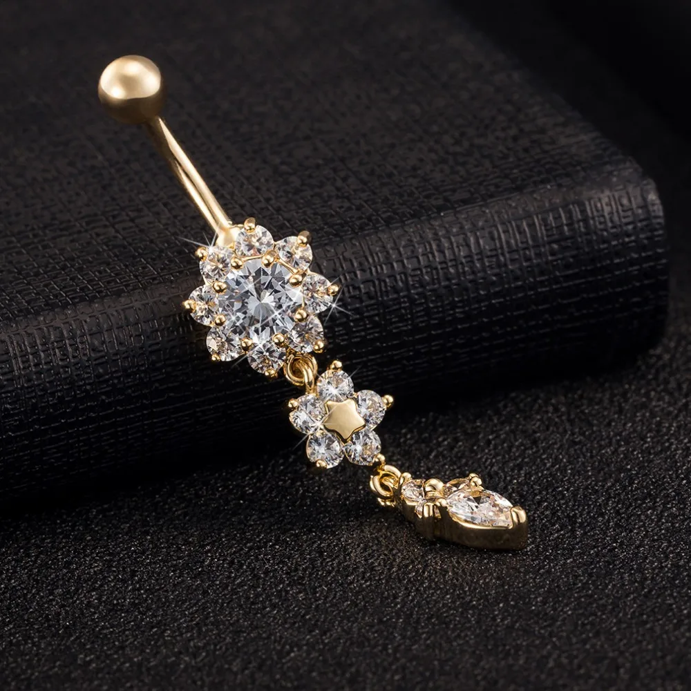 Water Drop Shape Surgical Stainless Steel Belly Button Rings Sexy Body