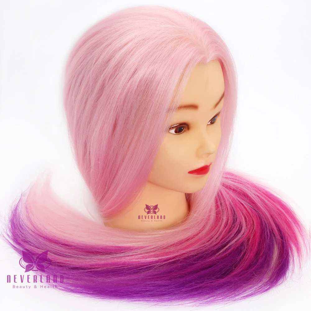 24'' Pink Hairdresser Hair Training Head Hairstyle Braiding Wig Head ...