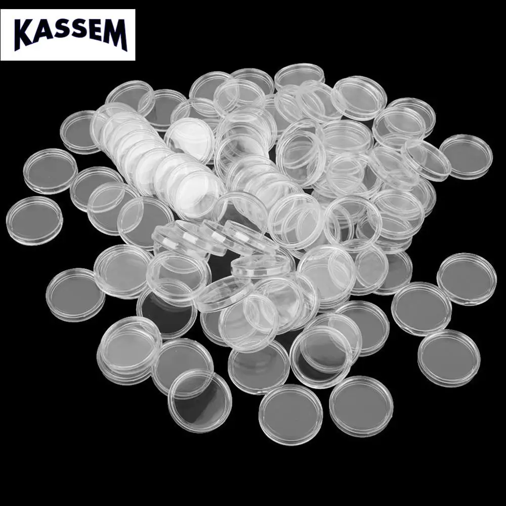 Wholesale 100PCS Clear Round Boxed Coin Holder plastic Capsules Coin ...