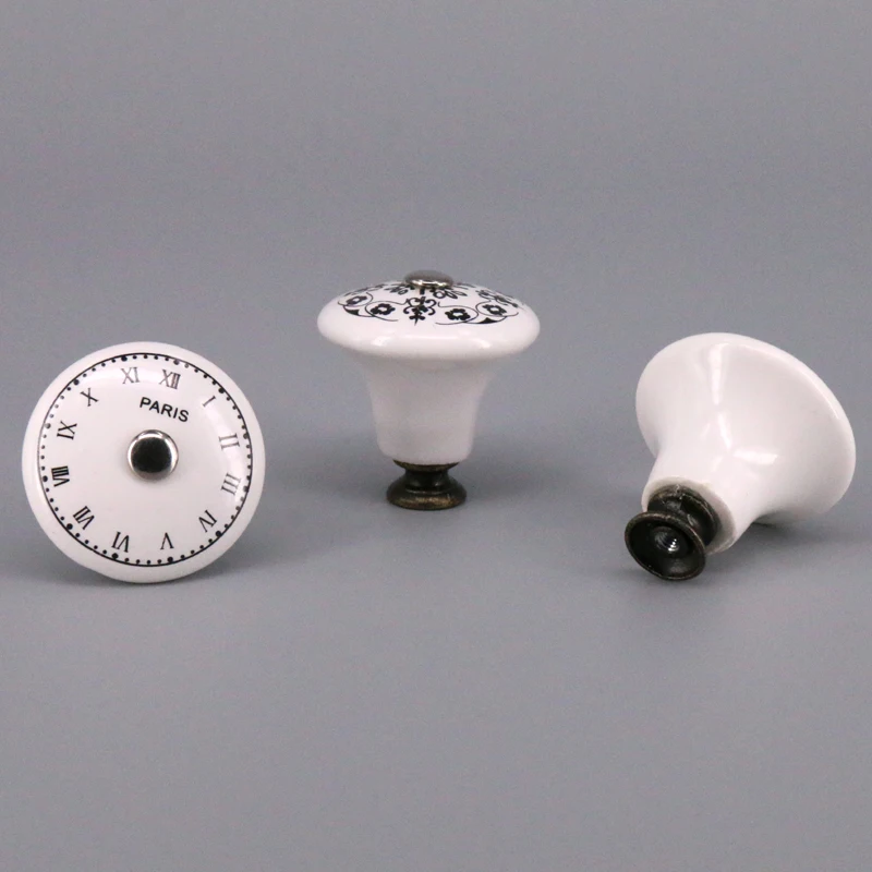 1x Vintage Style Clock Face Knobs Ceramic Kitchen Cabinet knobs ...