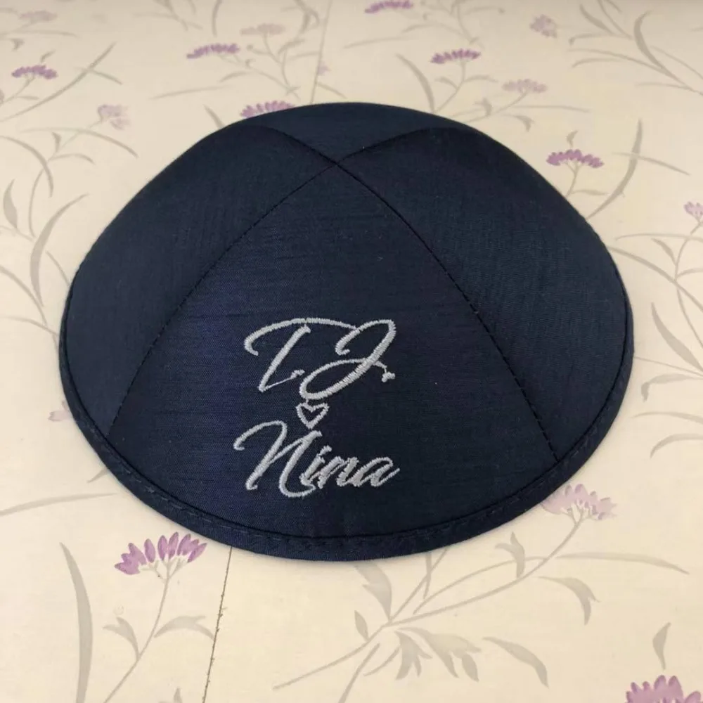 Navy RAW SILK WEDDING KIPPOT, KIPOT, KIPPA, YARMULKES-in Islamic ...