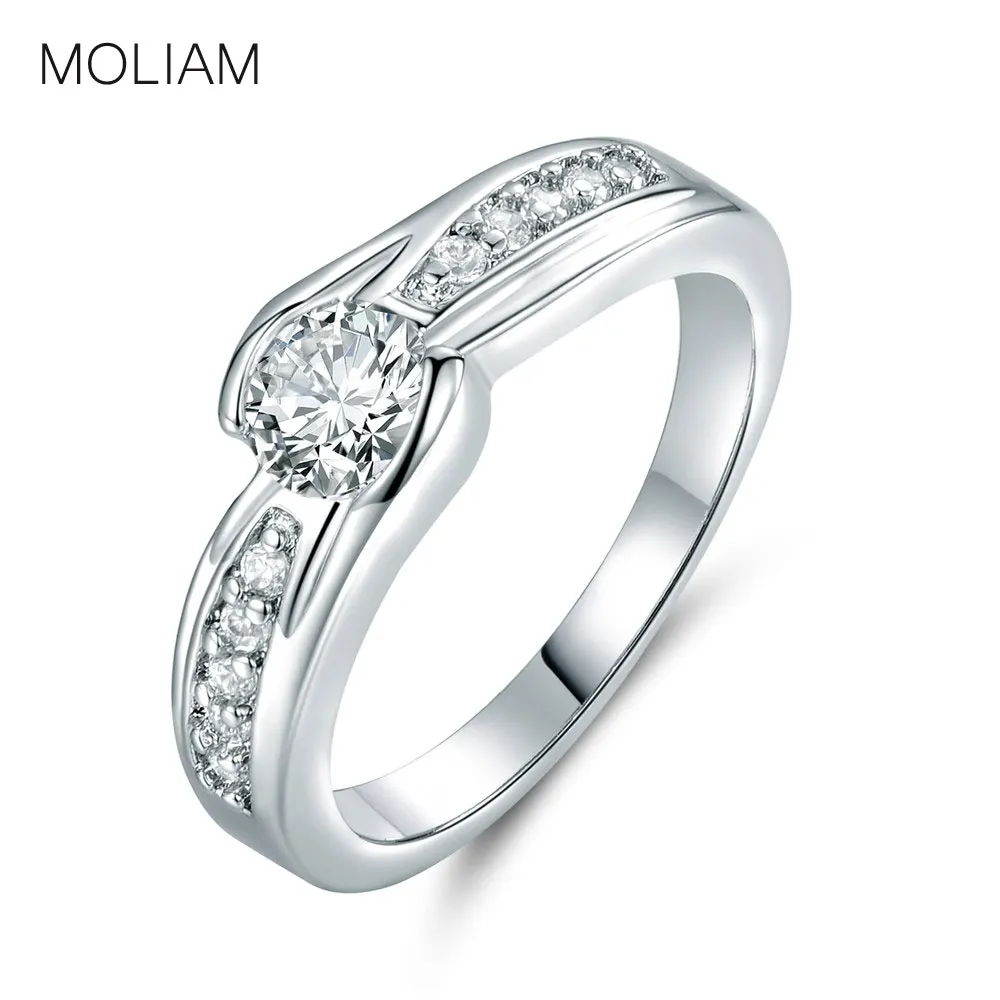 MOLIAM AAA Zircon Engagement Rings for Women Silver Color Wedding Ring ...