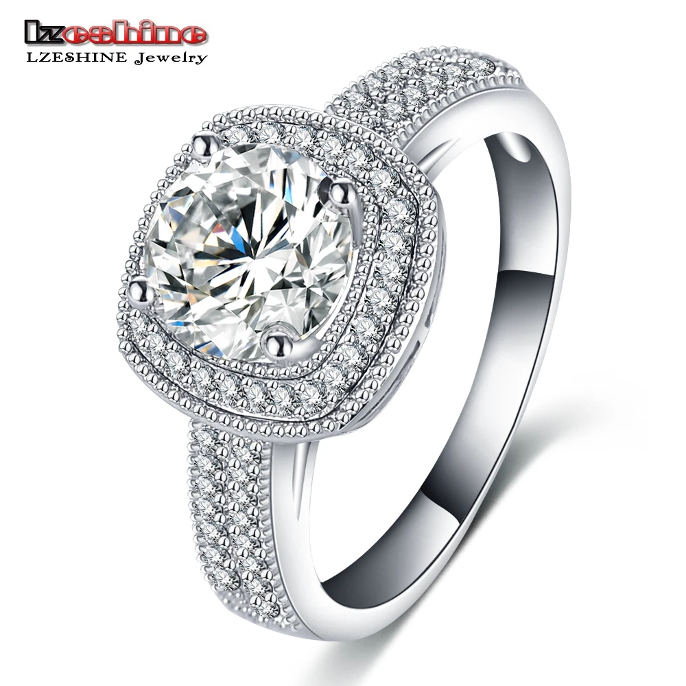 LZESHINE 2016 Fancy New Couple Rings Silver Color Engagement Rings for ...