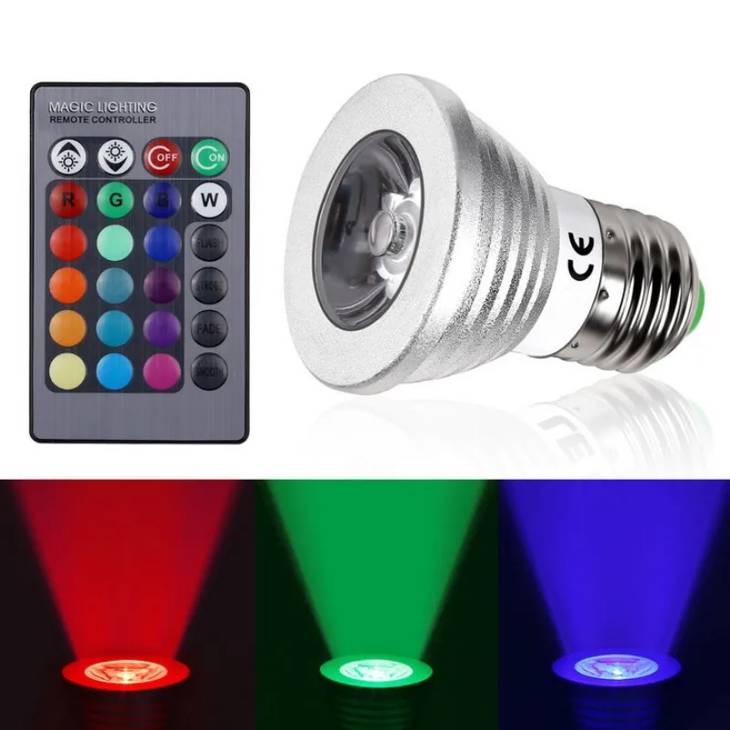 E27 E14 GU10 MR16 RGB LED Bulb Color Changeable LED Spotlight Christmas ...