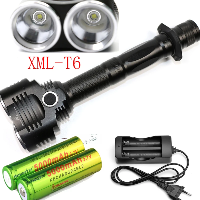 XM L 2x T6 6000Lumens cree led Torch cree LED 18650 Flashlight Torch ...
