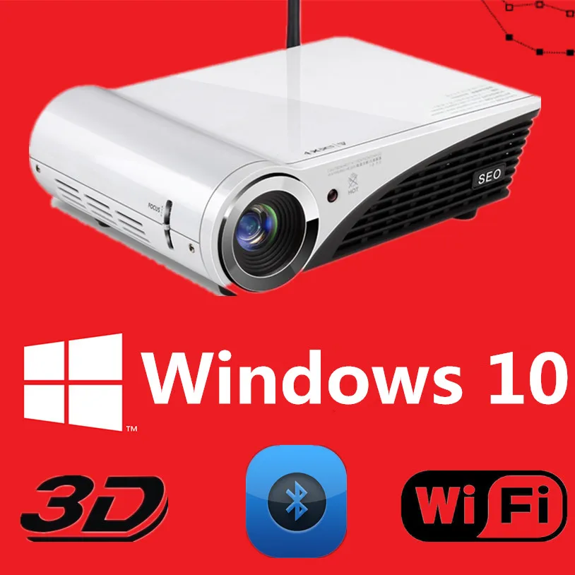 Windows 10 3D 4k Projector HD LED Video DLP 1280x800 Film Movies Beamer ...