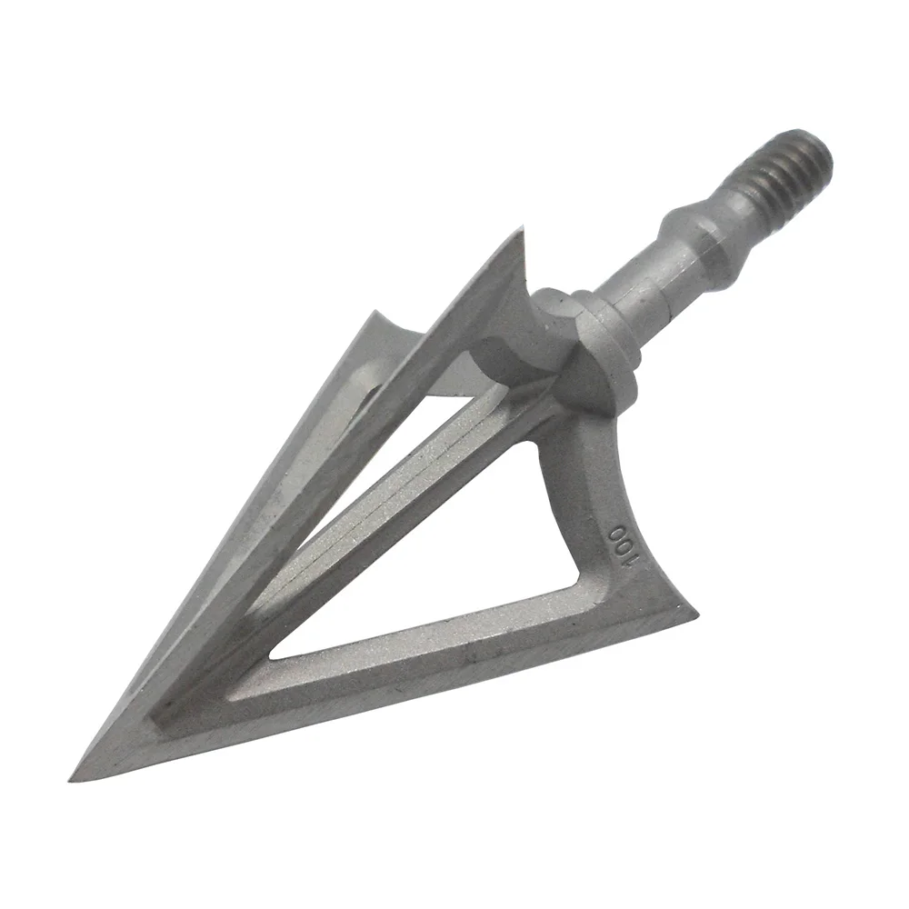 12pcs 100 Grain Archery Broadheads Fixed Solid Blade Stainless Steel ...