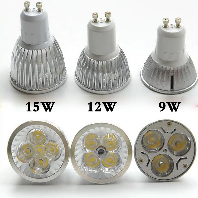5PCS Ultra Bright dimmable 9W 12W 15W GU10 LED Bulbs Spotlight High ...