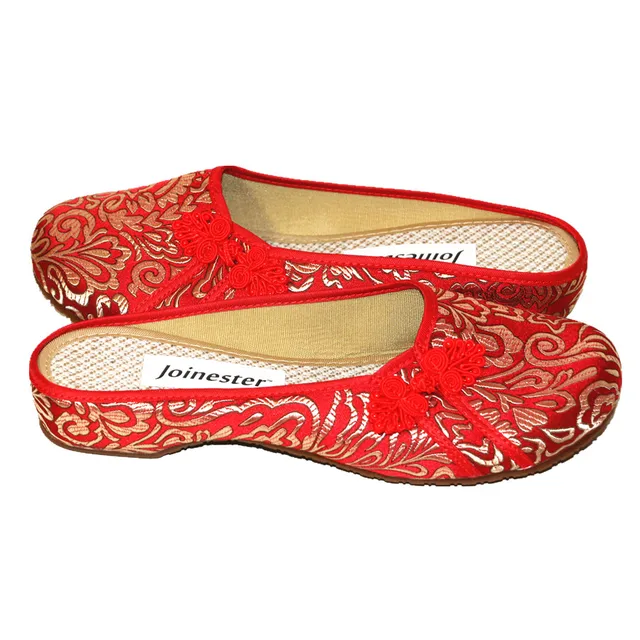 Chinese Ethnic Women Slippers Traditional Button Woman Backless Loafer ...