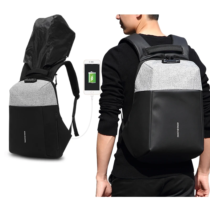 KINGSLONG 2018 Waterproof Anti Theft Backpack with Hoodies 15.6 Inch ...