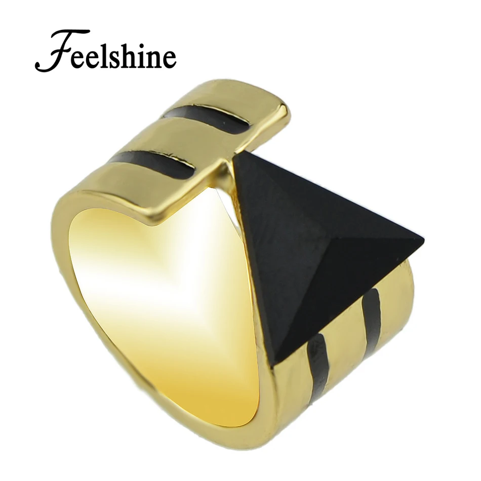 New Arrival Punk Rock Style Black Enamel and Triangle Acrylic Gold ...