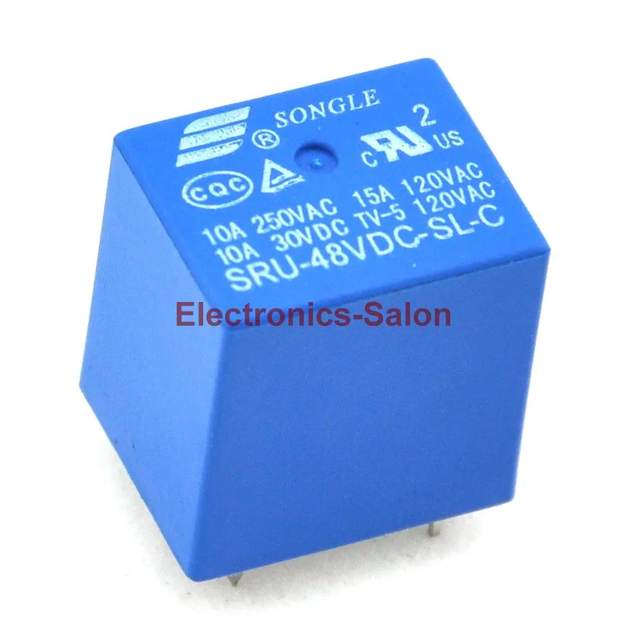 ( 100 pcs/lot ) 48V DC Coil SPDT Power Relay, 10 Amps. SRU 48VDC SL C ...