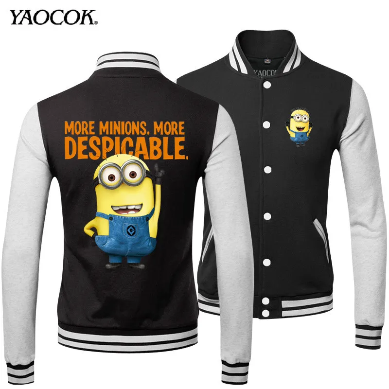 2015 Autumn Winter Mens Clothing Coat Cartoon Minions Print 3D Casual ...