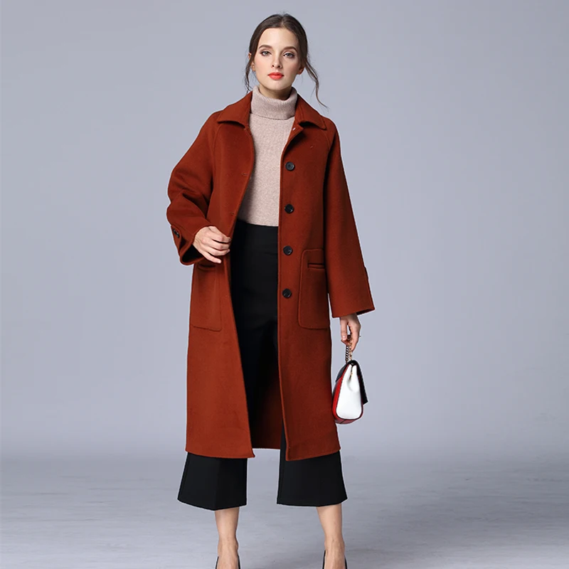 Fashion Coat 2017 Cashmere Coat Autumn Winter Women Square Collar Long ...