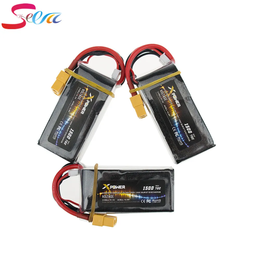 2PCS 11.1V 1500mAh Lipo battery 70C Xpower batteries XT60 plug for rc ...
