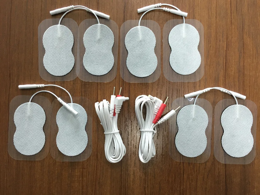 2 Pieces 2-pin Electrode Jack 2.35mm Lead Wires + 4 Pairs Electrodes ...