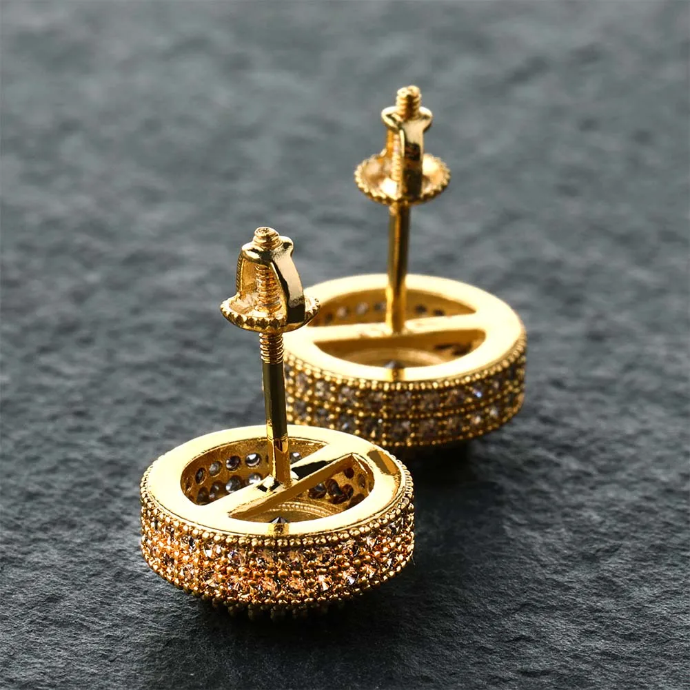 JINAO New Hip Hop Iced Out Bling Stud Earrings For Men Women Luxury ...