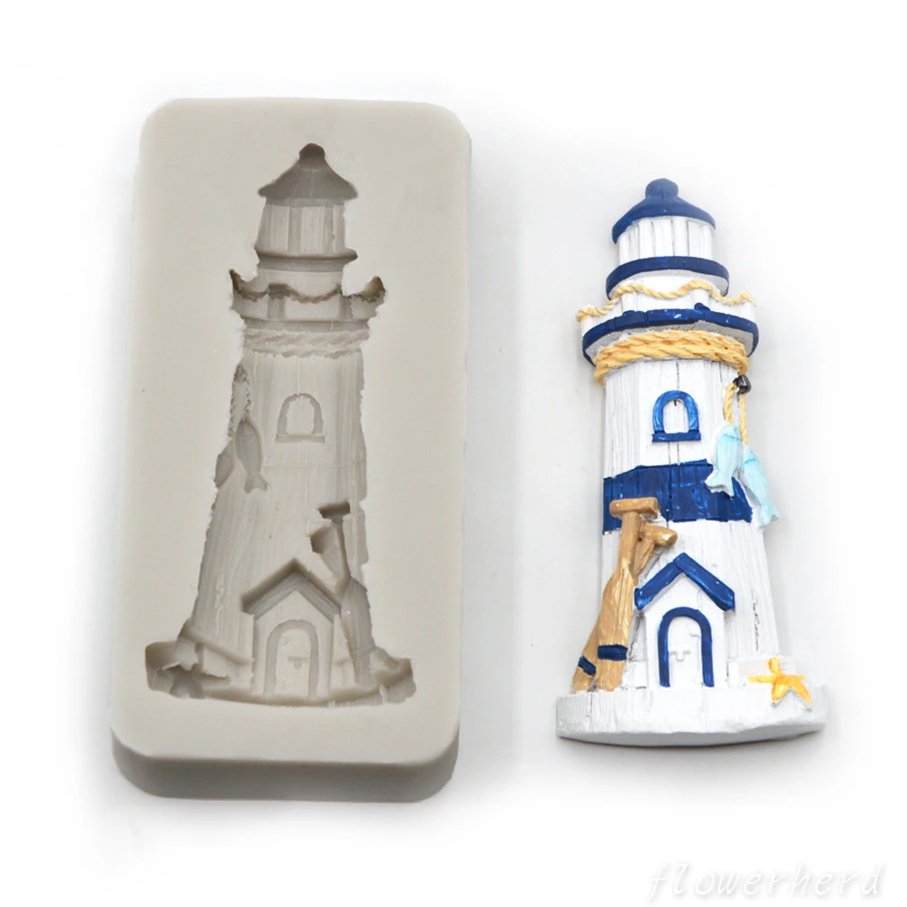 Lighthouse Cake Border Silicone Mold Marine Theme Fondant Mold Ocean ...
