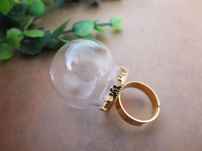 5sets-30x20mm-Small-glass-globe-ring-with-crown-ring-base-set-glass ...