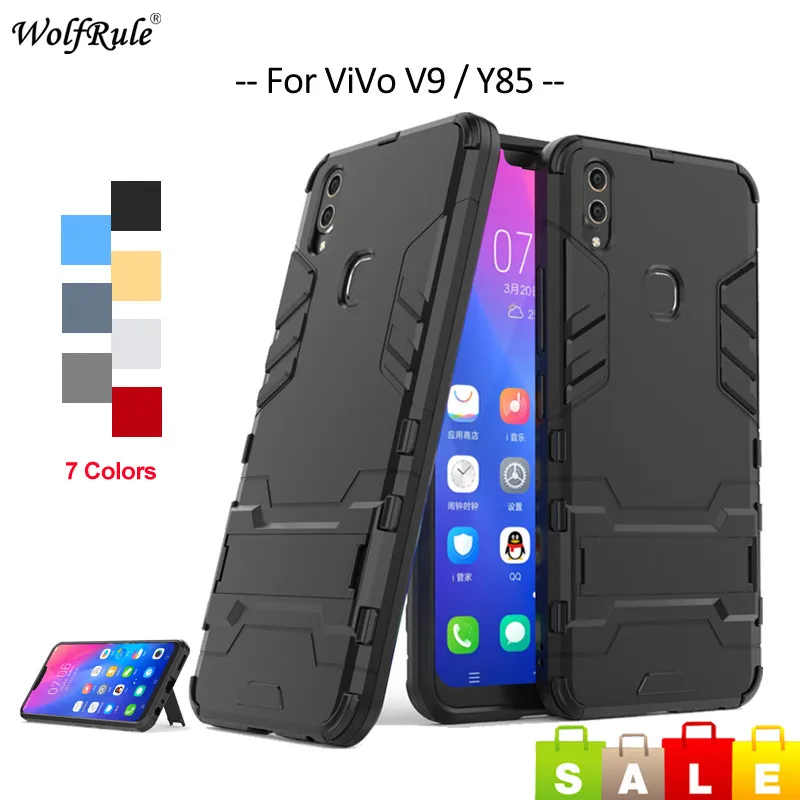 For Fitted Cases ViVo V9 Case ViVo Y85 Soft Silicone & PC Holder Bumper ...