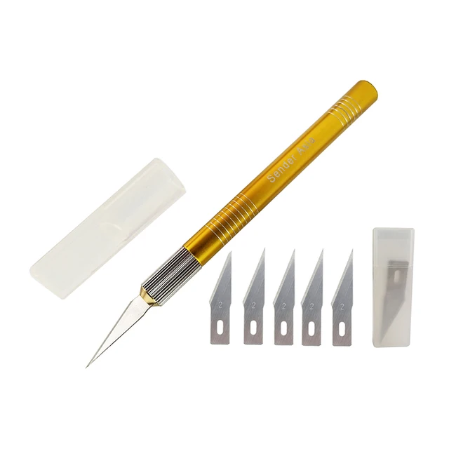 #2 Craft Scalpel Set – Aluminum Handle in 4 Colors with 5 Carbon Steel ...