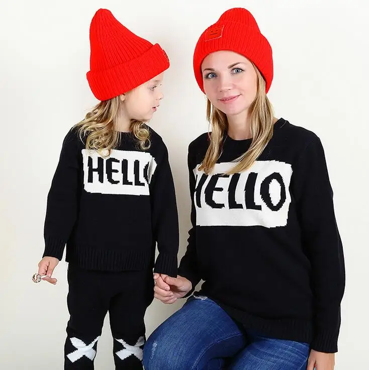Exclusive 2017 Spring Parent Child Outfit Knitted Sweater Mother ...