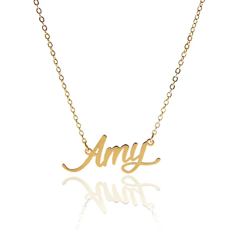 Amy Name Necklace Women Nameplate Pendant Custom Gold Color Stainless ...