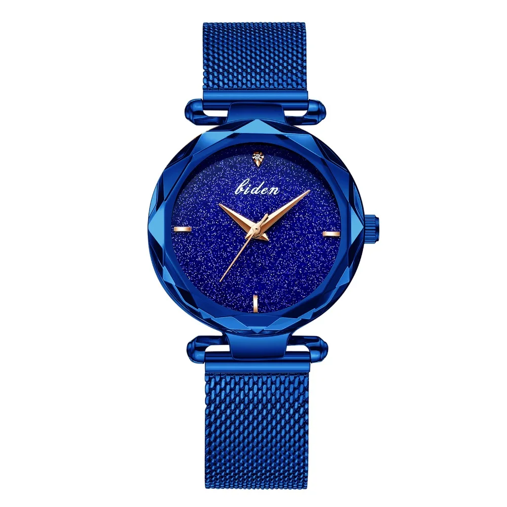 Luxury Blue Women Watch Stone Starry Sky Ladies Wristwatch Waterproof ...