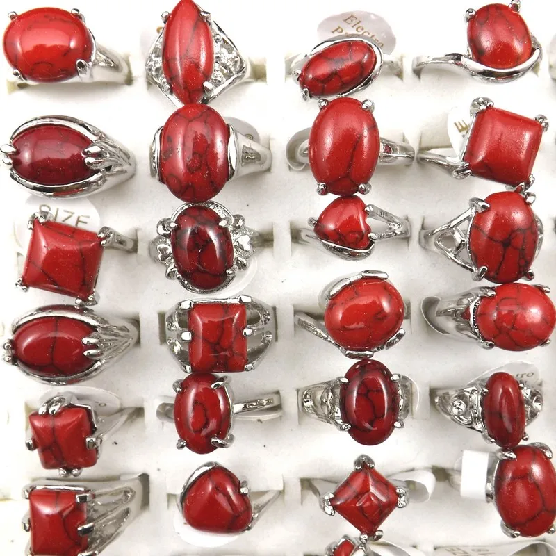 Mixed-Size-Red-Semi-precious-Stone-Rings-For-Women-Fashion-Jewelry ...