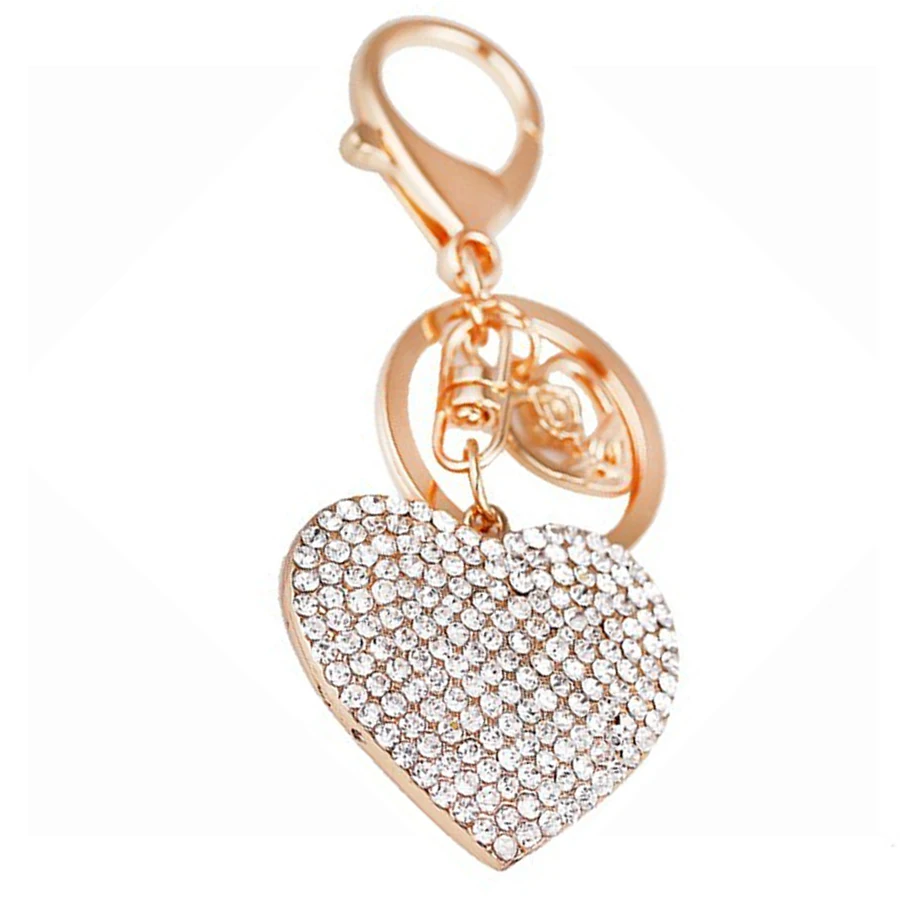 5PCS Heart Styling Keychain Alloy Keyrings Charm Rhinestone Couple Bag ...