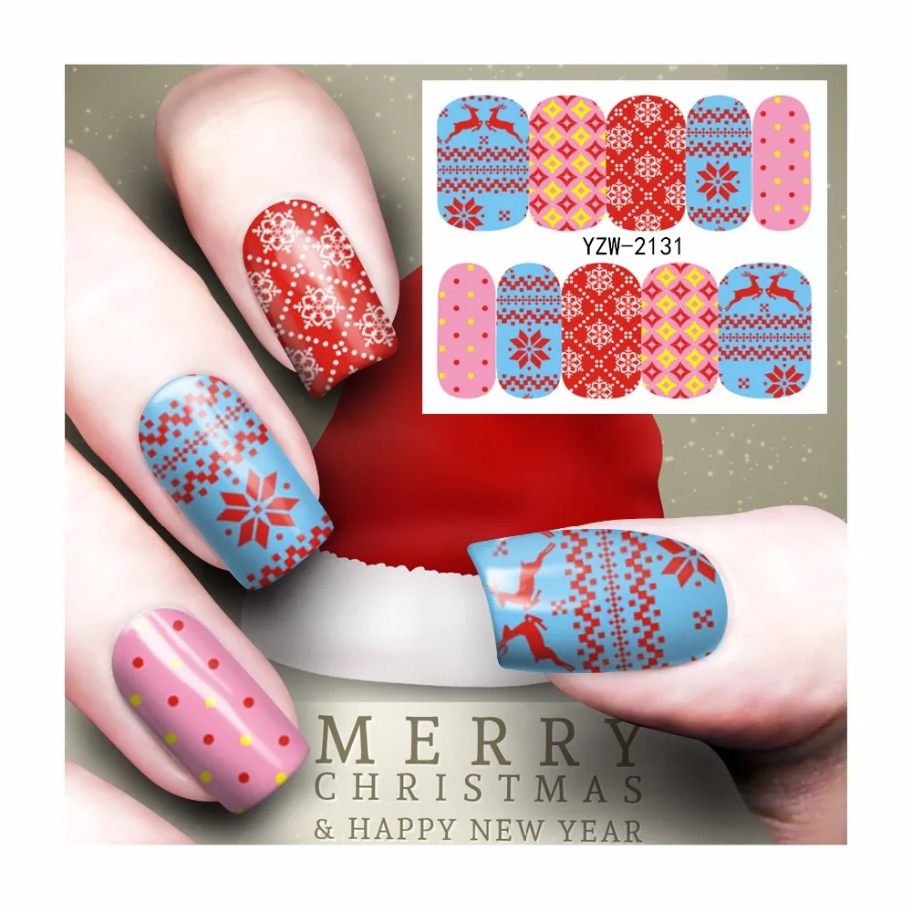 Zko 1 Sheet Christmas Nail Sticker Water Decals Festive Festivals
